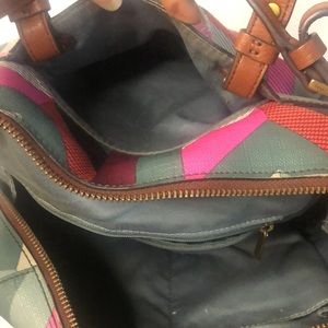 Fossil | Bags | Fossil Multi Colored Printed Handbag With Handles Long ...